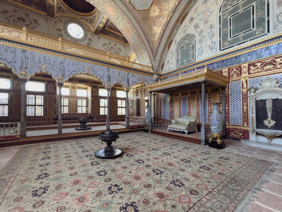 Opulent Ottoman room with gilded decorations inside Topkapi Palace