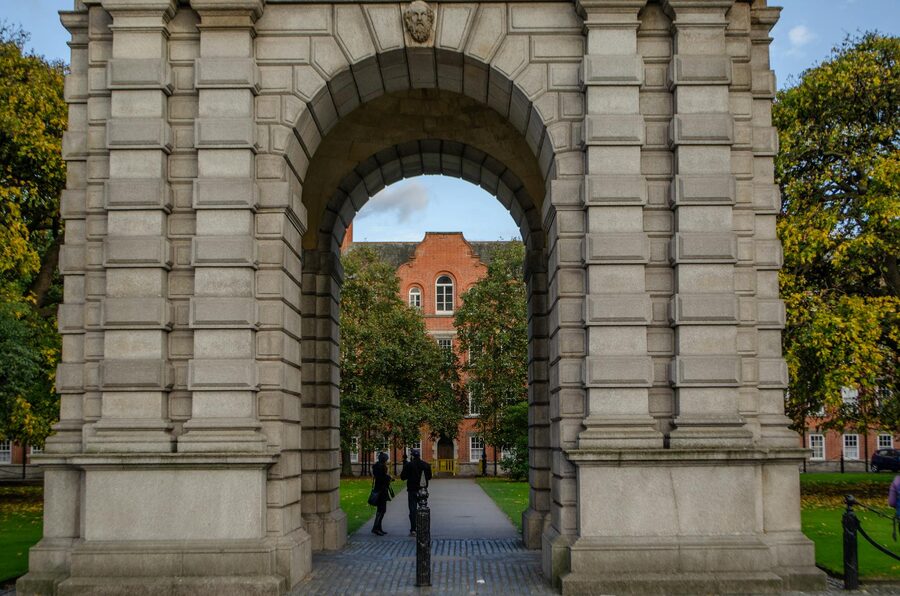 View through the entrance archway at Trinity College Dublin