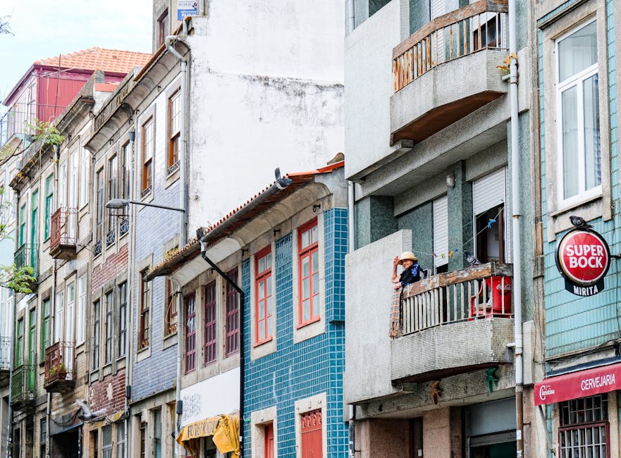 Porto traditional street pastel buildings