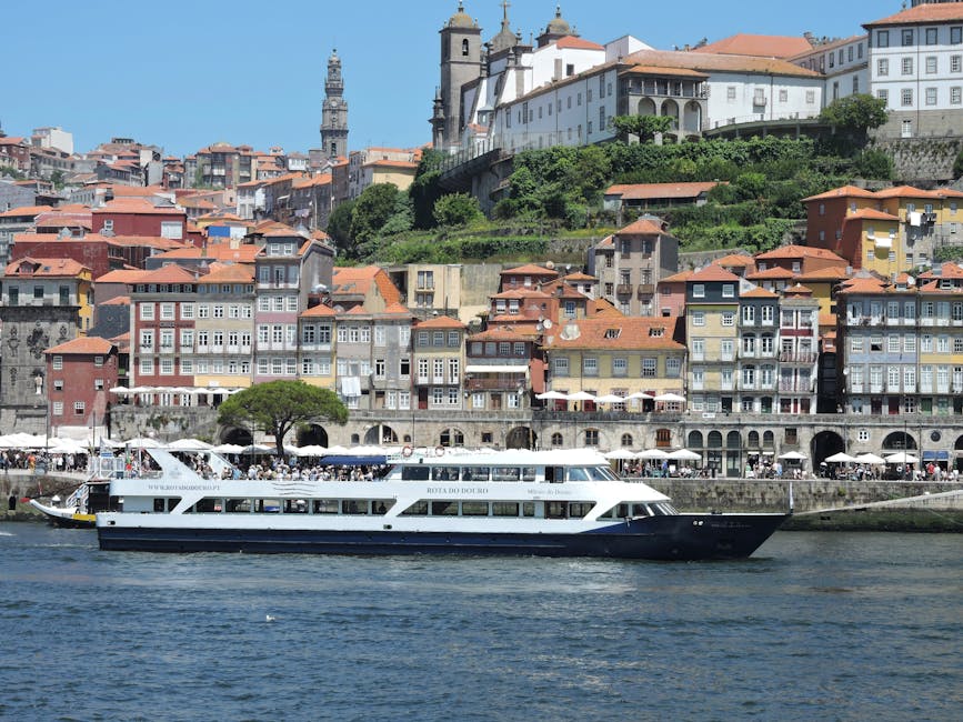 Porto waterfront cruise boat colorful