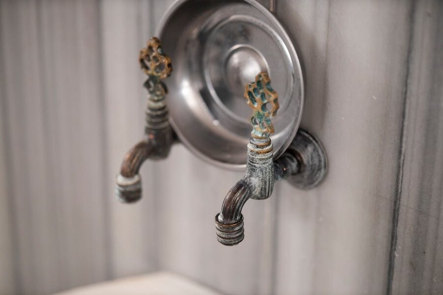Ornate faucets in Turkish hammam