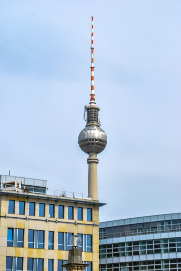 Berlin TV Tower rising above the city skyline on a clear day