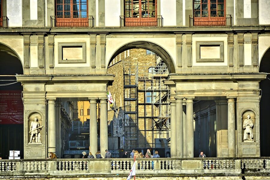Uffizi Gallery entrance showing classical architecture Florence