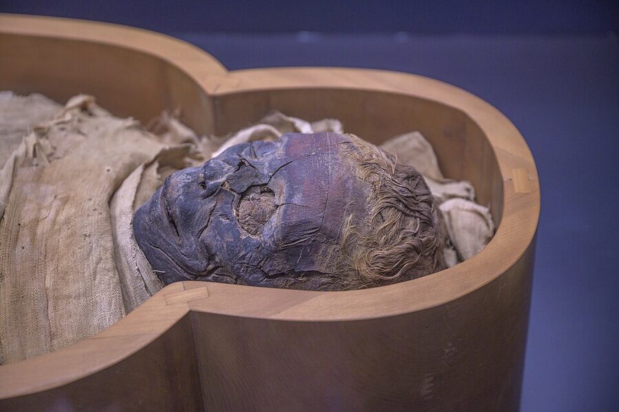 Ancient Egyptian mummy from Thebes in the Vatican Gregorian Egyptian Museum