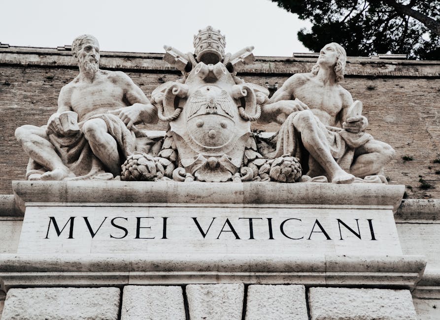 Classical statues at the entrance of the Vatican Museums in Rome