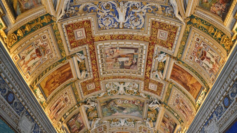 Intricate Renaissance ceiling fresco detail in the Vatican Museums