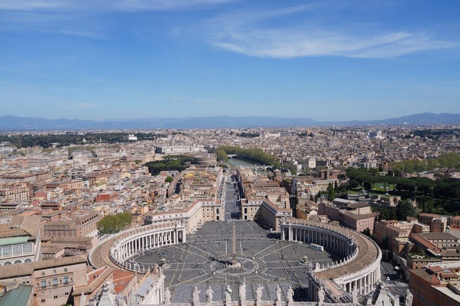 Aerial view of St Peters Square and Vatican City