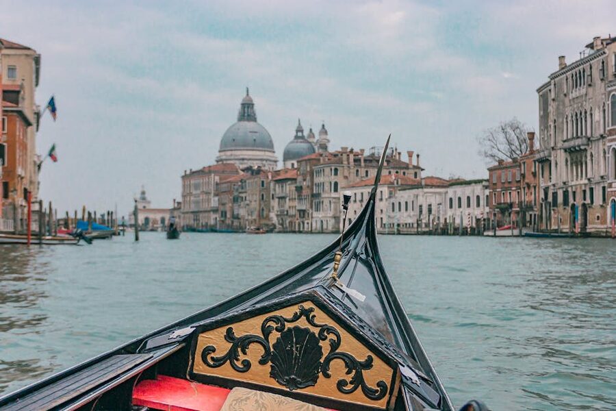 Venice gondola ride on Grand Canal near Basilica