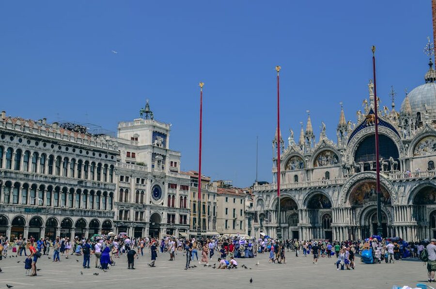 Venice St Marks Square with Basilica and crowds