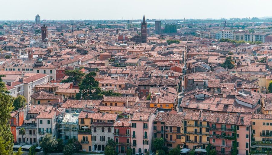 Verona rooftops and historic architecture