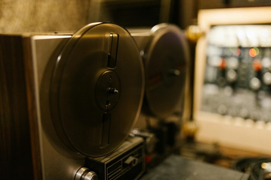 Vintage tape recorder in a recording studio