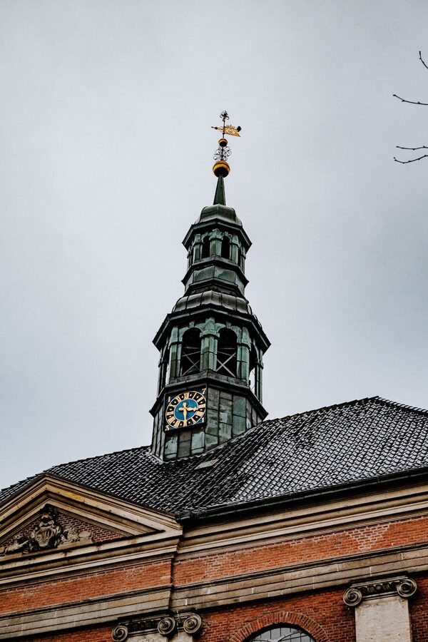 St. Petri Church tower against the sky in Copenhagen