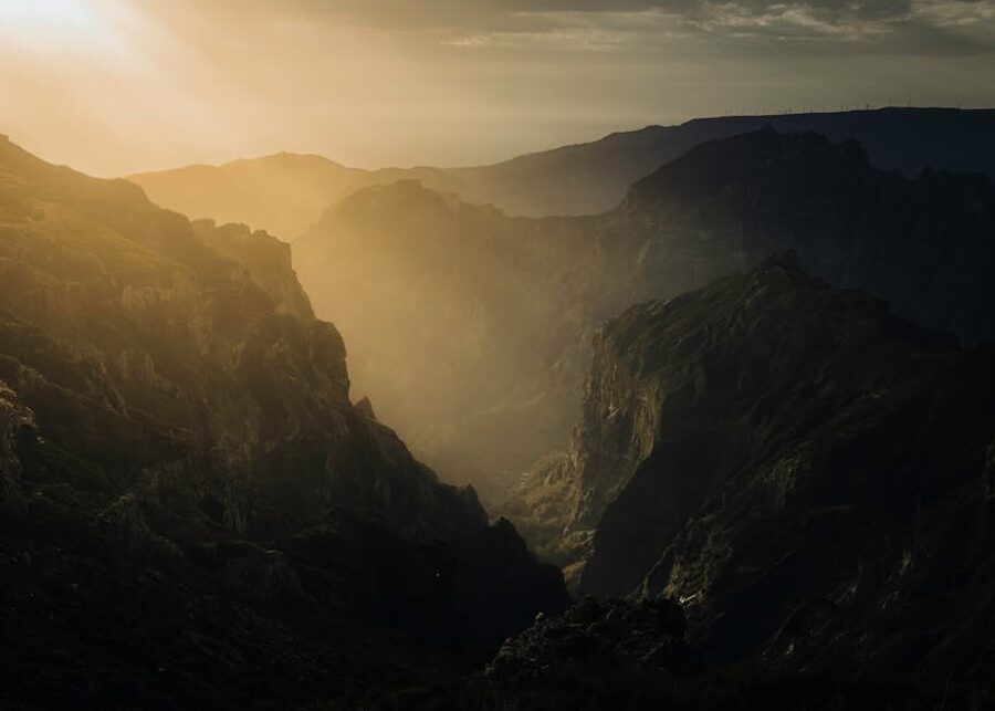 Madeira mountains sunset rugged view