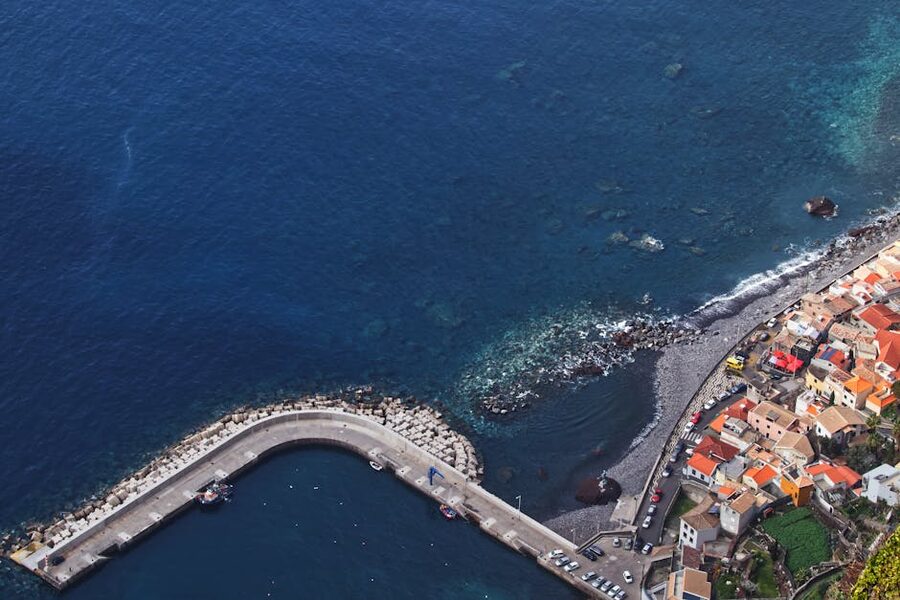 Funchal harbor aerial Madeira