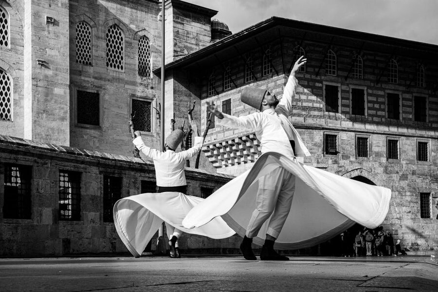 Whirling dervishes at a historic mosque in Istanbul