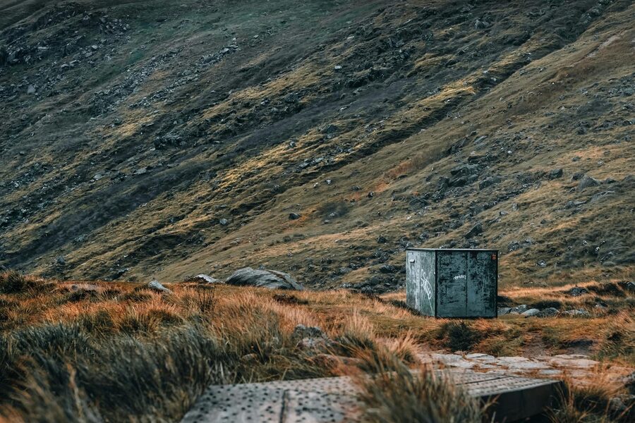 Rugged terrain and weathered path through Wicklow Mountains Ireland