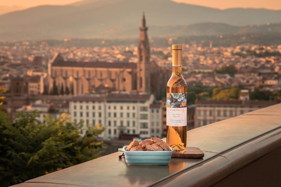 Wine bottle and biscotti Florence