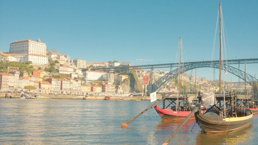Porto colorful buildings traditional boats Douro