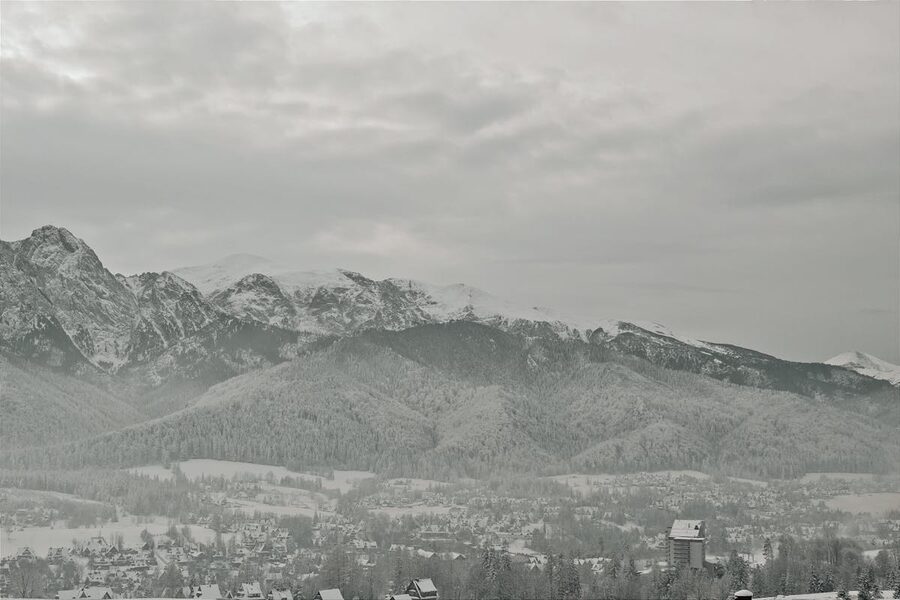 Zakopane town with traditional wooden buildings