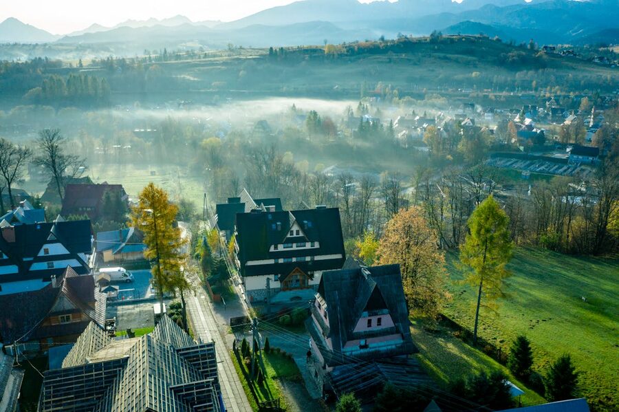 Zakopane mountain town winter view