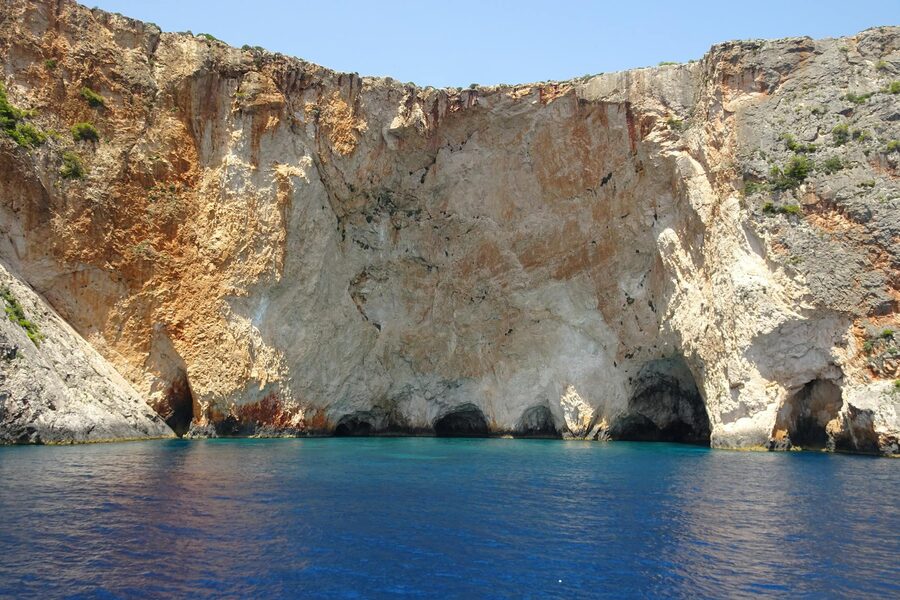 Coastal cliffs and caves at Zakynthos Island