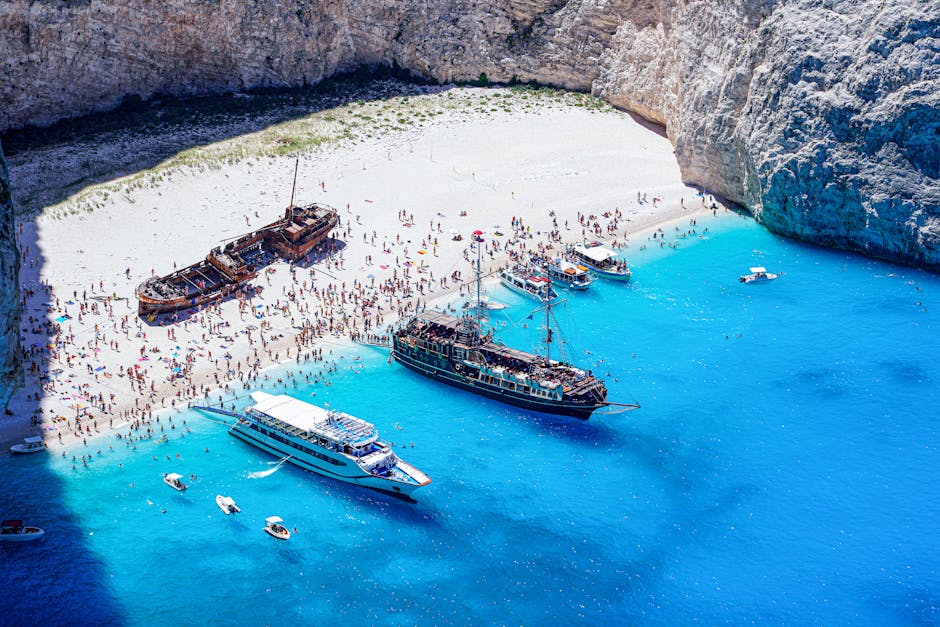 Dramatic Zakynthos coastline with limestone cliffs